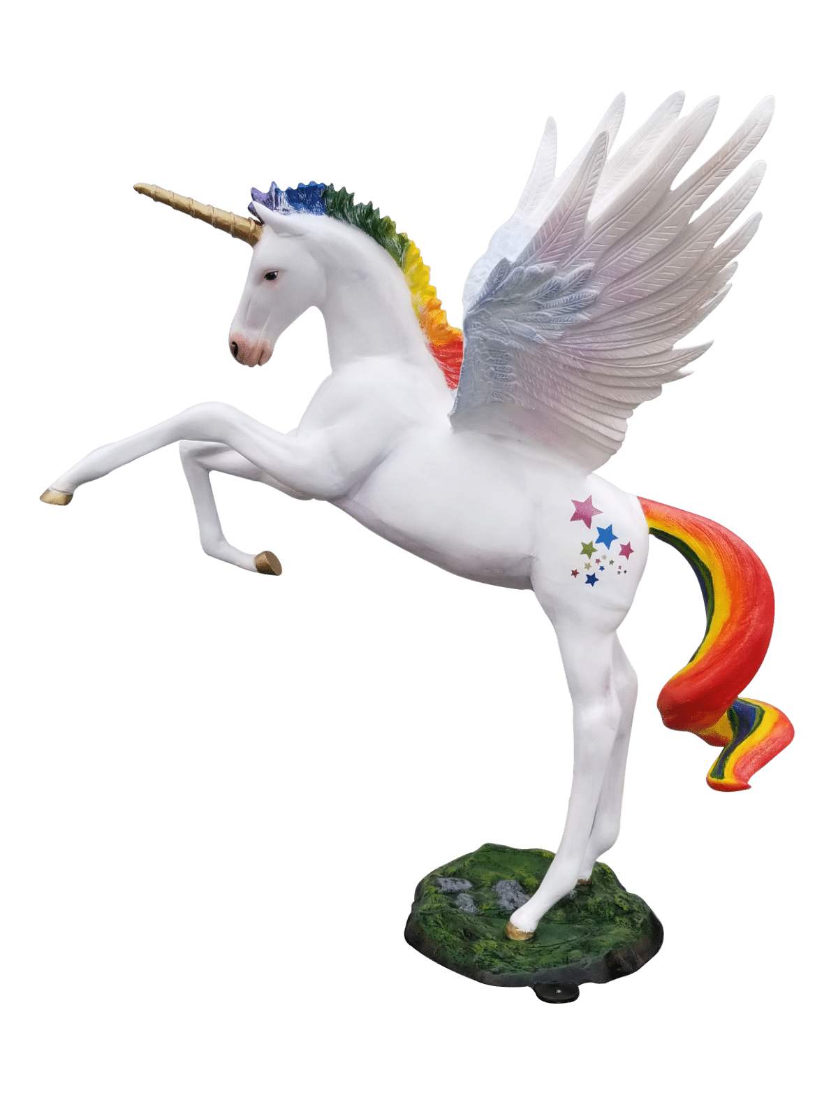 Rearing Unicorn with Wings in Rainbow Color Aluminum Outdoor Statues ...