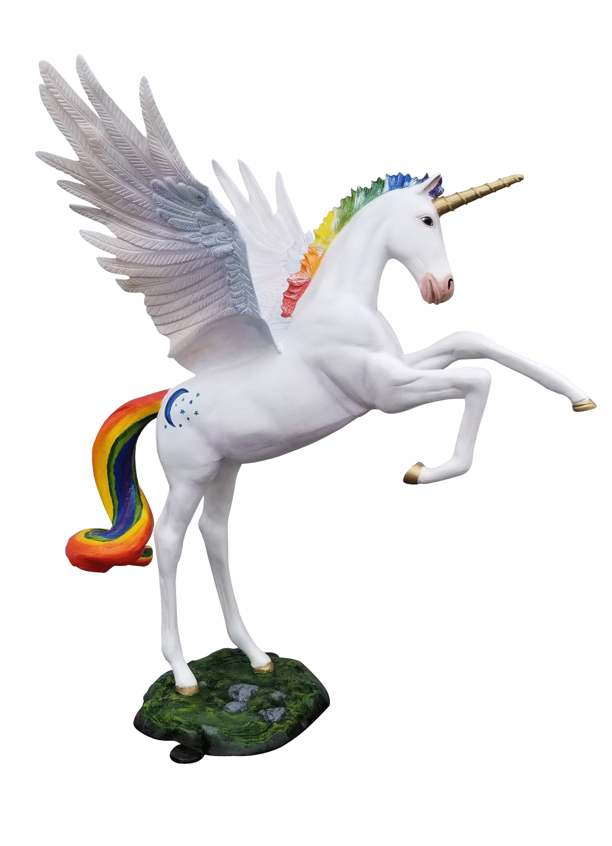 Rearing Unicorn with Wings in Rainbow Color Aluminum Outdoor Statues ...
